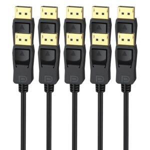 displayport to displayport cable 6ft 5-pack, dp to dp display port cable uhd high speed cord 2k@144hz, 2k@165hz, 4k@60hz, 3d for laptop display docking station