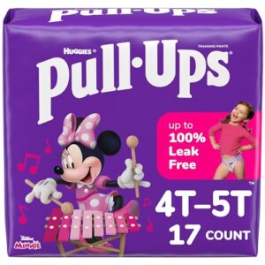 pull-ups girls' potty training pants, size 4t-5t training underwear (38-50 lbs), 17 count