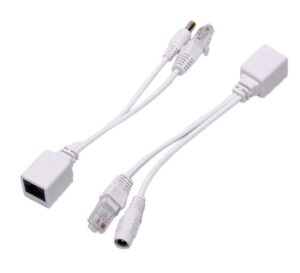 passive poe injector and poe splitter kit with 5.5x2.1 mm dc power adaptor connector for network digital signal（1 pair-white