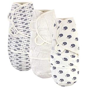 touched by nature unisex baby organic cotton swaddle wraps, hedgehog, 0-3 months