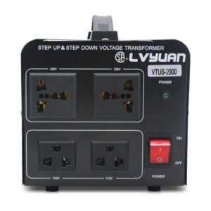 cantonape voltage transformer converter 2000 watt step up/down convert from 110-120 volt to 220-240 volt and from 220-240 volt to 110-120 volt with 2 us outlets, 2 universal outlets