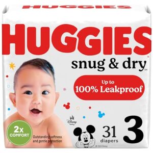 huggies size 3 diapers, snug & dry baby diapers, size 3 (16-28 lbs), 31 count, packaging may vary