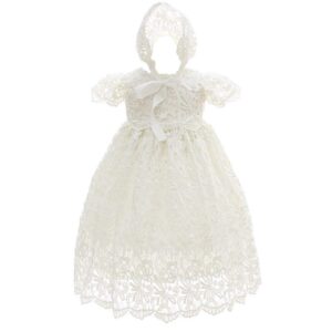 silver mermaid baby girls baptism dress lace christening gown for infant and toddler(24m,ivory white)