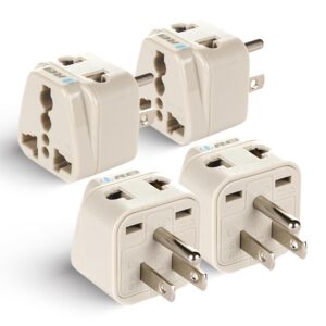 orei usa, japan, philippines & more (type b) travel adapter plug - 2 in 1 - ce certified - rohs compliant - 4 pack - white color (db-5-4pk)