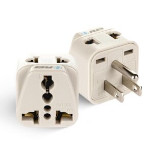 orei usa, japan, philippines & more (type b) travel adapter plug - 2 in 1 - ce certified - rohs compliant - 2 pack - white color (db-5-2pk)