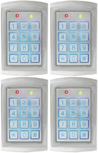 seco-larm sk-1323-sdq pack of 4 enforcer sealed housing weatherproof stand-alone digital access keypads; 12-24 vac/vdc operation; 2 multi-colored status leds; backlit keys