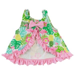 annloren baby/toddler girls open back swing tank top with bow tropical design 3-6 mo