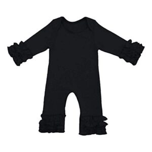 ibtom castle baby girls boys christmas icing ruffle jumpsuit pants plain layering bodysuit romper long sleeve pajamas birthday outfits black 0-3 months