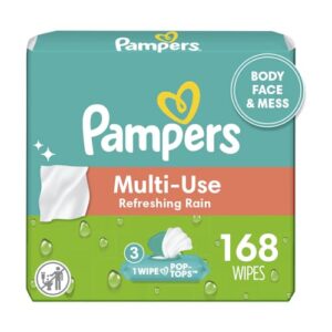 pampers baby wipes multi-use refreshing rain 3x pop-top packs 168 count