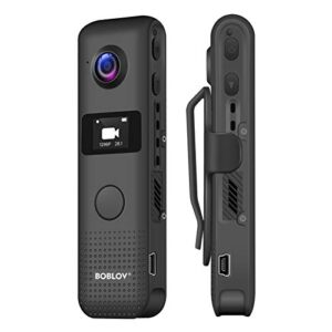 boblov c18 wifi small body camera, 32gb outdoor mini camera, 1296p mini body worn camera with oled screen, 3.5 hours 1080p recording support wifi, one big button for recording (built-in 32g)