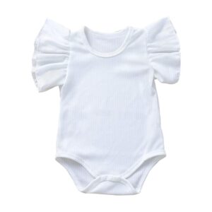 iddolaka newborn infant baby girl solid ruffle romper bodysuit jumpsuit casual clothes one piece outfit (white, 6-12m)