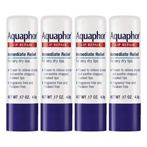 aquaphor lip repair stick - soothes dry chapped lips - 0.17 ounce (pack of 4)