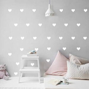 white heart 2inchx120 pieces wall decal vinyl sticker for baby kids children boy girl bedroom decor removable nursery decoration (white)