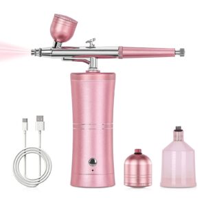 yofuly nail airbrush machine, mini airbrush kit handheld cordless airbrush for nails art, makeup, model painting, cake decor, model painting, rechargeable spray airbrush gun with 2 capacity cups