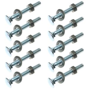 pscco 10 sets 1/4-20x2" carriage bolts set round head square neck screws with nuts and washers