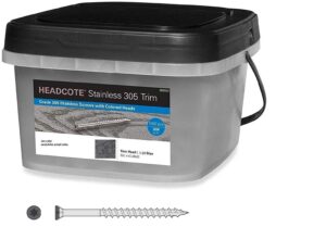 headcote #8 x 2-1/2" - #55 dark slate - stainless steel trim head deck screws - 1050 pc. contractor pack for 300 sq. ft. of decking - stx55k08250