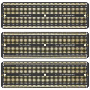 electrocookie pcb prototype board large solderable breadboard for electronics projects compatible for diy arduino soldering projects, gold-plated (3 pack, matte black)