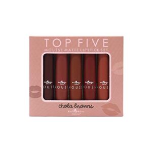 italia deluxe top five mousse matte lipstick set chola browns