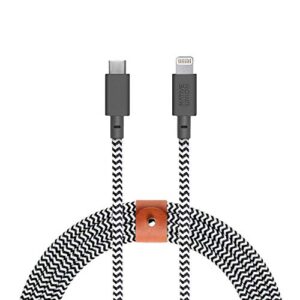 native union belt cable usb-c to lightning - 10ft ultra-strong reinforced cable [mfi certified] for iphone 14, iphone 14 plus, iphone 14 pro, iphone 14 pro max, iphone 13 and earlier (zebra)