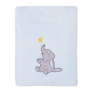 disney dumbo - shine bright little star aqua, grey and yellow super soft baby blanket with applique