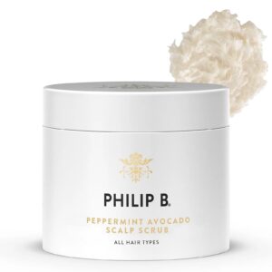 philip b. peppermint avocado scalp scrub, 8 fl oz - crème shampoo + sea salt scalp scrub with witch hazel and aloe, for all hair types