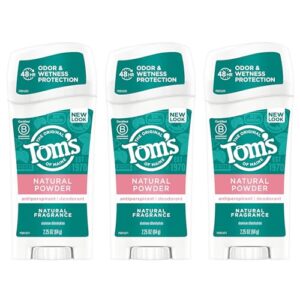 tom's of maine antiperspirant deodorant for women, natural powder, 2.25 oz. 3-pack