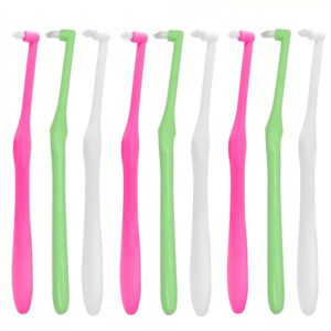 angzhili 9 pieces interspace toothbrush,end tuft orthodontic toothbrush tapered orthodontic brush for hard to reach areas,gap toothbrush for orthodontic braces bridges and implants