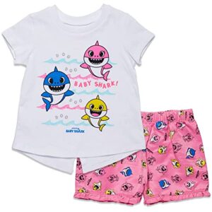 pinkfong baby shark toddler girls graphic t-shirt and shorts outfit set pink/white 3t