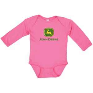 john deere baby girl logo one piece bodysuit-hot pink-18m