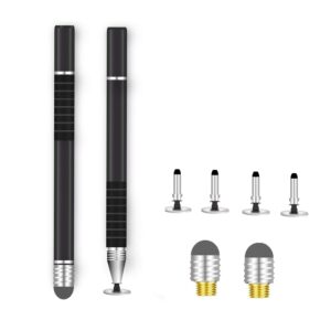 stylus pens for touch screens-fine point-universal-high precision, 2 pieces with 6 replacement tips, compatible for all capacitive touch screens (black + black)