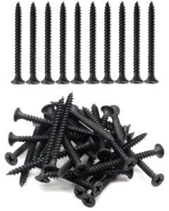 imscrews 100pcs #8 x 2 flat head phillips drywall screws fine thread sharp point wood screw, carbon steel 1022a, black phosphate