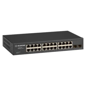 black box gigabit ethernet managed switch - (24) rj-45, (2) sfp - 24 ports - manageable - taa compliant - 2 layer supported - modular - twisted pair, optical fiber - 1u high - desktop, rack-mountable