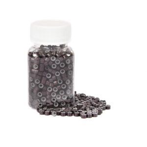 1000pcs premium silicone micro link rings 5mm lined beads for i tip hair extensions (1000pcs, dark brown)