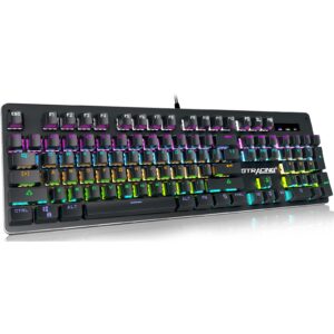 gtracing mechanical keyboard, wired gaming keyboard, switch 104 keys rainbow backlit keyboard and 20 led lighting effect for pc computer gamers (silver)