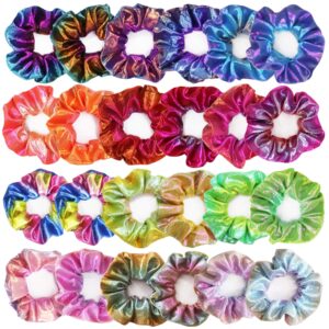 beauty.h.c shiny metallic scrunchies elastic hair bands hair tie ropes scrunchy soft hair bobbles for ponytail holder fasion hair scrunchies for girls party favorts 24pcs