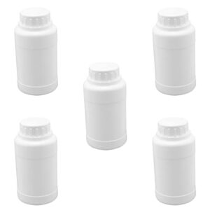 othmro 5pcs 8.45oz/250ml plastic bottles, lab cylindrical chemical reagent bottle, wide mouth laboratory reagent polyethylene bottle, sample sealing liquid storage container for food store white