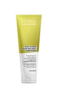 acure ionic blonde color wellness purple conditioner | 100% vegan | performance driven hair care | purple carrot & sunflower seed extract - for blonde, platinum, ombre color treated hair | 8 fl oz