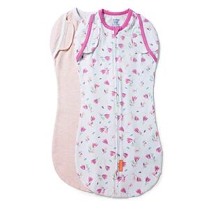 swaddleme arms free convertible pod – size large, 4-6 months, 2-pack (tumbling tulips )