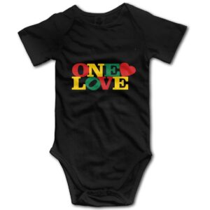 one love rasta baby climbing short sleeve onesie 18-24 months, black, 0-6 months