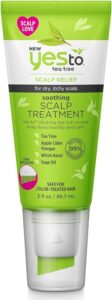 yes to tea tree scalp treatment, soothing formula to remove build up, leaving scalp cleansed & calm, with tea tree, witch hazel, apple cider vinegar & sage oil, natural, vegan & cruelty free, 3 fl oz