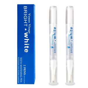 venus visage award winning teeth whitening pen, 20+ uses - teeth whitening gel professionally formulated - best teeth whitening gel pen teeth whitener - low sensitivity (mint) (0.07 fl oz (pack of 2))