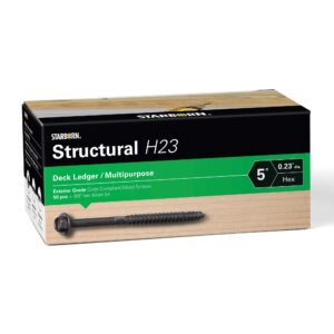 starborn structural h23 deck ledger multi-purpose wood screw (50, 5") (one pack)