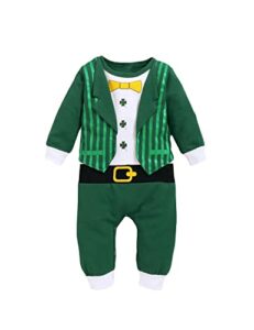 singcoco mutiggee baby boys st.patrick's day shamrock romper (green,6-12 months)