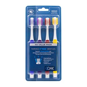 ooak toothbrush, tapered v++max med bristles, 4 count