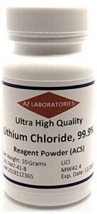 lithium chloride powder / 10 grams/crystals/reagent acs grade / 99.9% / usa made/same day ship!