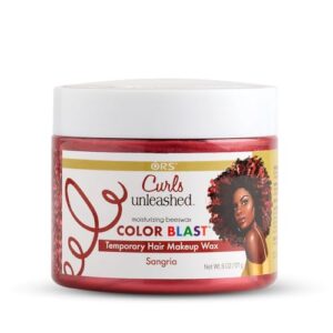 curls unleashed color blast temporary color wax, infused with beeswax & castor oil, sangria (6.0 oz).