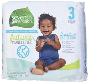 seventh generation baby diapers, sensitive protection, size 3, 27 count