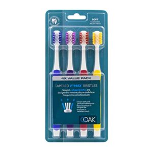 ooak toothbrush, tapered v++max soft bristles, 4 pack