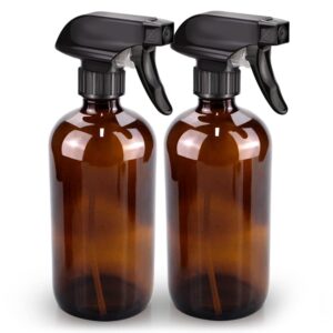 bontip glass spray bottle, amber glass spray bottle set & accessories for non-toxic window cleaners aromatherapy facial hydration watering flowers hair care (2 pack/16 oz) (amber)