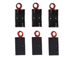 olirexd 6pcs 2 x 1.5v aaa battery spring clip plastic storage box 2 slots x 1.5v aaa battery case holder black red wire leads (2aaa)